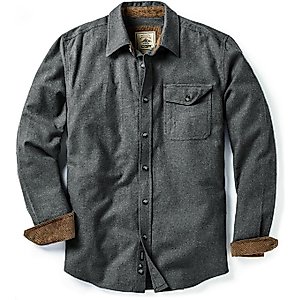 CQR Men's All Cotton Flannel Shirt, Long Sleeve Casual Button Up Plaid Shirt, Brushed Soft Outdoor Shirts, Solid Grey, X-Large