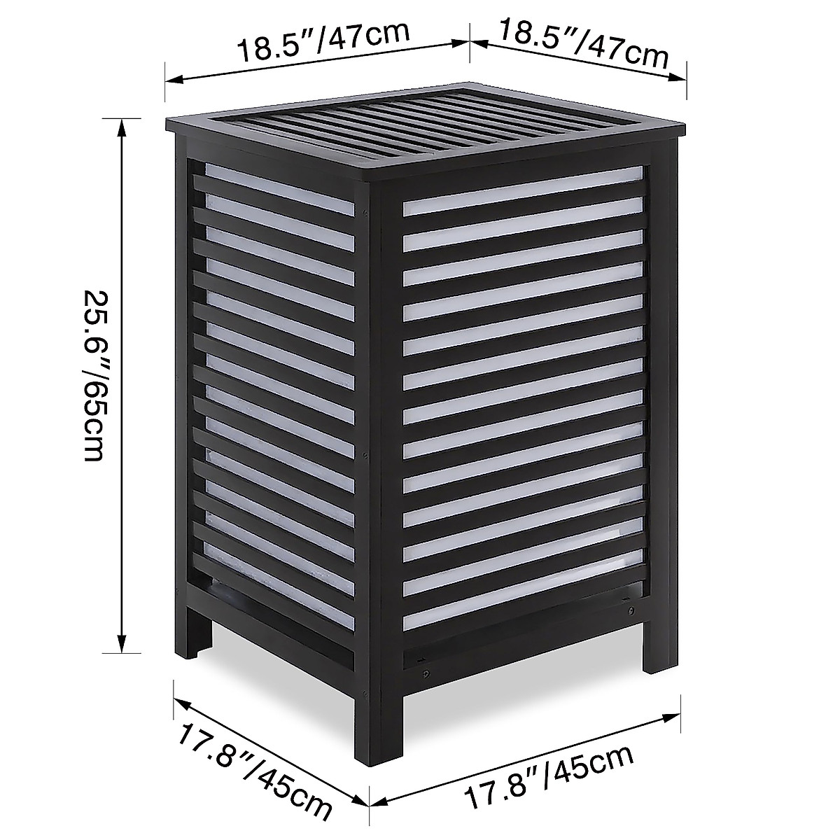 SMIBUY Double Laundry Hamper with Lid, 120L Bamboo Laundry Basket with Removable Liner Bag, 2-Section Clothes Divider Laundry Sorter for Laundry Room, Bathroom, Bedroom (Black)