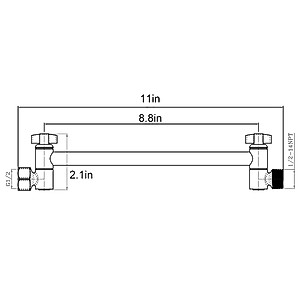 Lordear Shower Extension Arm Brushed Nickel,11 Inch Wall Mounted Extender Rainfall Adjustable Extension Shower Head Arm, Easy for Any Shower Angles