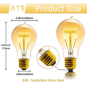 Sevici Edison Bulbs, A19 Bulbs 6 Pack, Dimmable 120V 40W Vintage Amber Glass, 240 Lumens E26 Base, Retro StyleIncandescent Bulbs, 2200K Warm Yellow Light, for Home Office Desk Lamp Stand