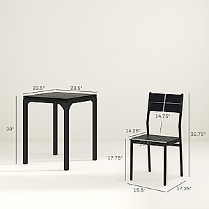 HOMCOM 3 Piece Dining Table Set for 2, Modern Kitchen Table and Chairs, Dining Room Set for Breakfast Nook, Small Space, Apartment, Space Saving, Black