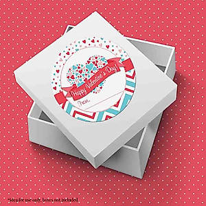 Red and Blue Heart-Themed Valentine Party Favor Sticker Labels, 40 2" Party Circle Stickers by AmandaCreation, Great for Classroom Valentines, Envelope Seals, Gifts & Treats