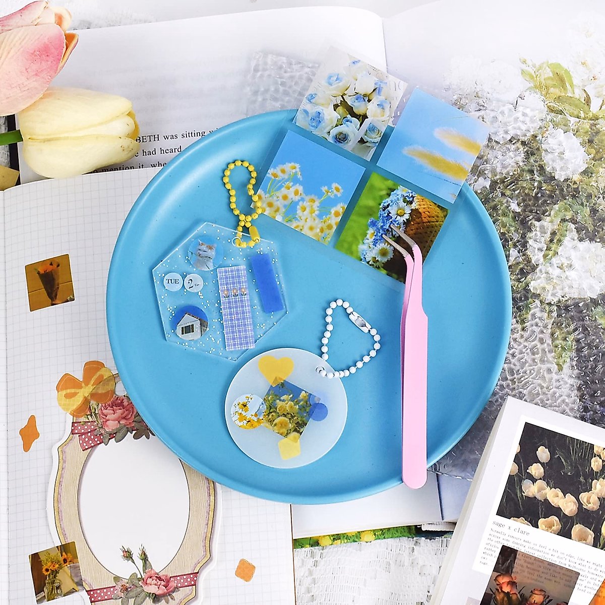 DAPUTOU 2000PCS Scrapbook Stickers,Butterfly Stars Ribbon Letter Flowers Scrapbooking Stickers Kit Transparent for Holiday Scrapbook Supplies Aesthetic Craft Junk Journal Planners 100-Sheets