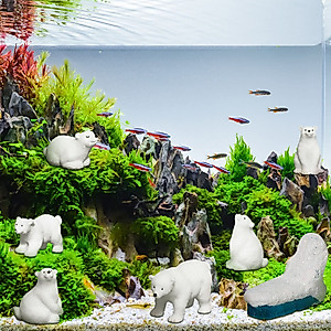 10 Pieces Polar Bear Figurines Toy Set Realistic Polar Bears Family Kit Arctic Bear Miniature Doll Animal 3D Model Educational Toys for Christmas Birthday Boys Girls Cake Decoration Home Craft Decor