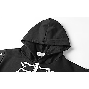 Mud Kingdom Little Boys Halloween Hooded Sweatshirt Cute Pumpkin Ghostface Hoodie Scary Skeleton Pullover Black Skeleton Size 5