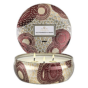 Voluspa Gilt Pomander & Hinoki Candle | 3 Wick Tin | 12 Oz. | 40 Hr. Burn Time | All Natural Wicks and Coconut Wax for Clean Burning | Vegan