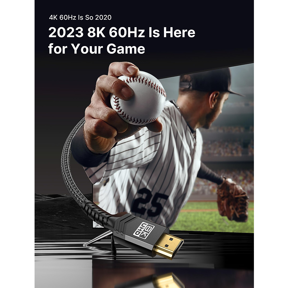 JSAUX HDMI 2.1 Cables 8K 6FT 2-Pack 48Gbps 8K & 4K Ultra High Speed Cords(8K@60Hz 7680x4320, 4K@120Hz) eARC HDR10 HDCP 2.2 & 2.3 3D, Compatible for PS5/PS4/X-Box/Roku TV/HDTV/Blu-ray/LG/Samsung QLED