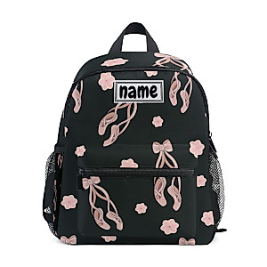 Glaphy Custom Kid's Name Backpack, Pink Ballerina Shoes Toddler Backpack for Daycare Travel, Personalized Name Preschool Bookbags for Boys Girls