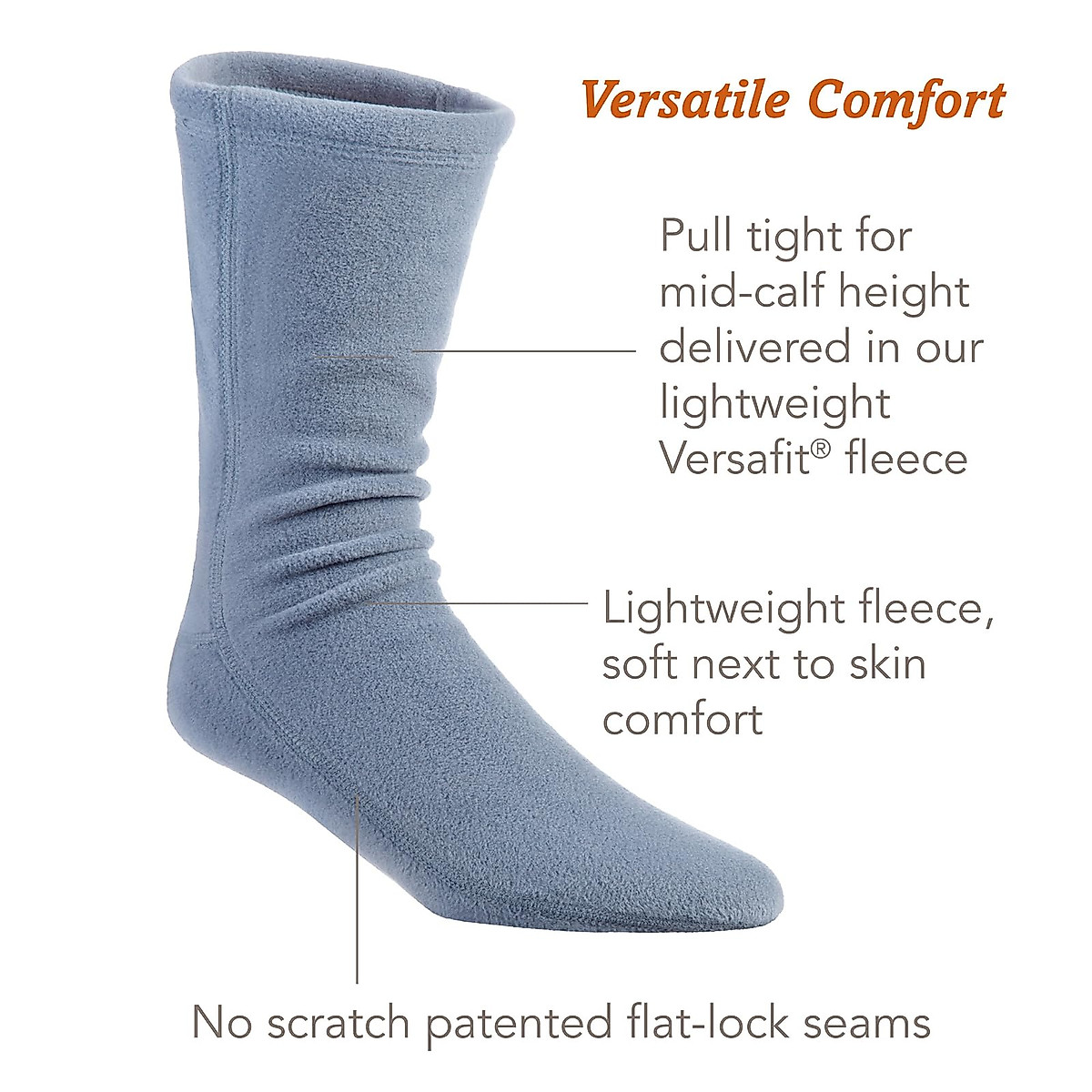 Acorn Mens and Womens Versafit Fleece Sock: Super Soft & Ultra-Warm, Mid-Calf Height, Flat-Flock Seams