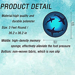 Vdsrup Cute Animal Sharks Doormat Shark Blue Ocean Round Floor Mat Non Slip Absorbent Carpet Yoga Rug for Entryway Bedroom Living Room Sofa Home Decor