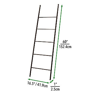 mDesign Metal Leaning Towel Ladder for Bathroom - Decorative, Modern Bath Towel Ladder Rack - Standing Display Holder for Bathroom Towels - Bathroom Wall Ladder Rack - Omni Collection - Bronze