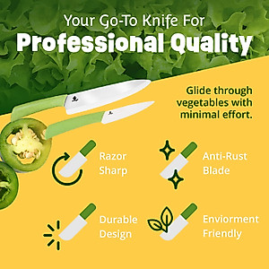 VegItPro 4” Vegetable Knife for Kitchen, Sharp Ceramic Knife With Ergonomic Handle, Non-Reactive Cutting Knife for Vegetables & Fruits, Professional Chef Knife with Ceramic Blade, Gift-Ready Knives
