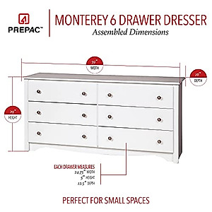 Sonoma 6 Drawer Double Dresser for Bedroom, White