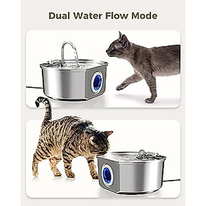 Cat Water Fountain Stainless Steel: 3.2L/108oz Large Automatic Quiet Pet Water Fountain - Dog Water Dispenser with Water Level Window - Multiple Pets - 4 Filter Replacement