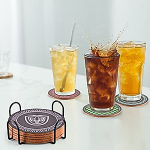 ULTRGEE Coasters, Set of 8 Cork Coaster [NDS Design] with Holder & Eco-Friendly Box, Absorbent and Reusable Drink Coasters Gift for Housewarming Home Decor Bar