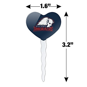 Dixie State Primary Logo Heart Love Cupcake Picks Toppers Decoration Set of 6