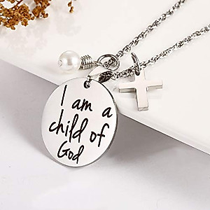 IDS Bible Verse Necklace I Am A Child of God Necklace - Baptism Gifts, Baby Shower, Godchild Gift Cross Necklace