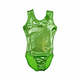 Sookie Active Metallic Sheen Classic Tank Leotard (Lime Mint, Youth 6-8)