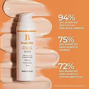 BeautyStat Universal C Refiner - 20% Pure Vitamin C Serum For Face, Brighten the Look of Dull Skin & Dark Spots, Minimize the Appearance of Fine Lines & Wrinkles - Travel Size (0.30 oz. / 10ml)