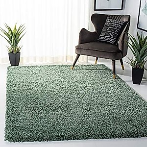 SAFAVIEH Hudson Shag Collection 7' Square Green SGH220Y Modern Solid Non-Shedding Living Room Bedroom Dining Room Entryway Plush 2-inch Thick Area Rug