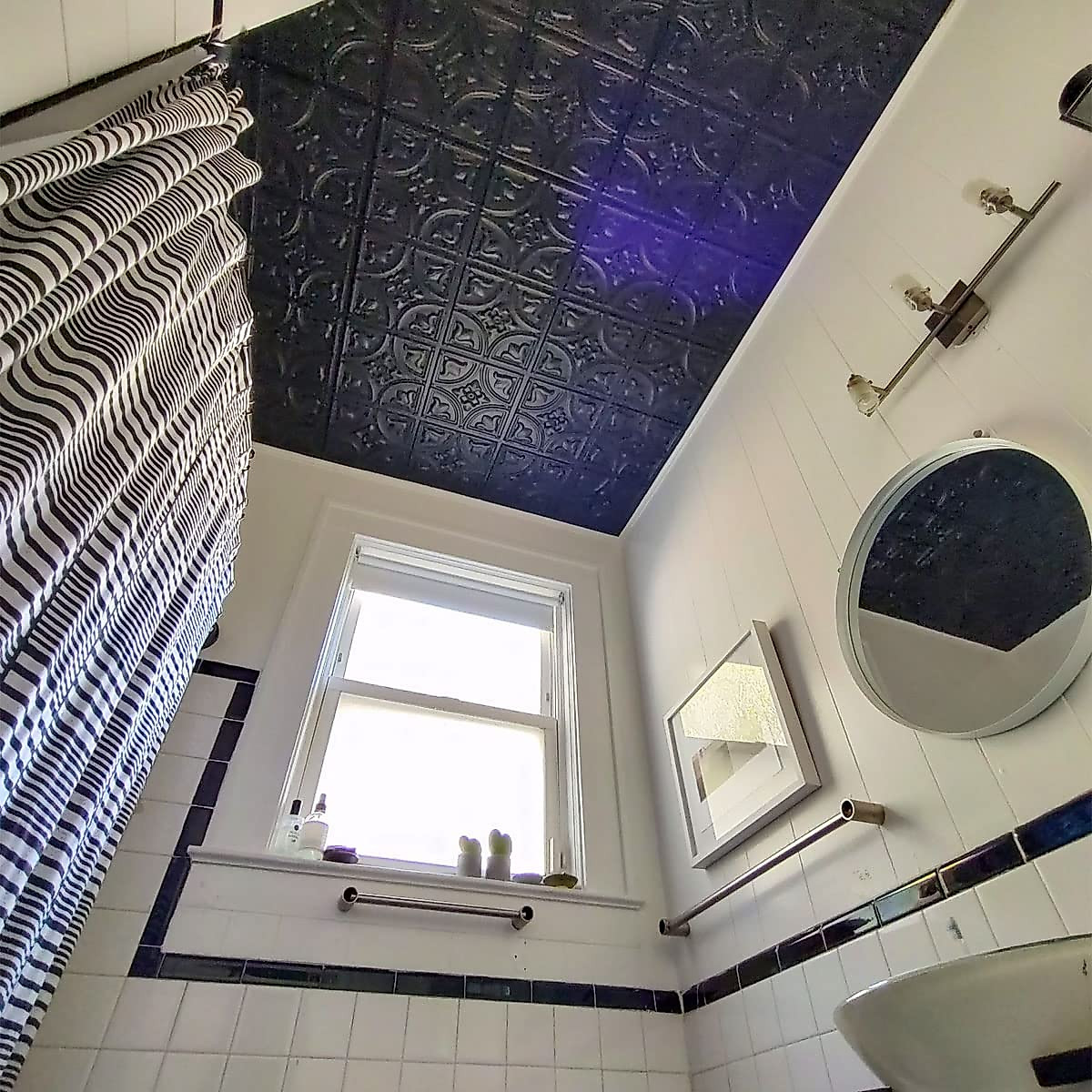 From Plain To Beautiful In Hours 148 Tiny Tulips PVC 2' x 2' Glue-up Ceiling Tile (Covers / 100 sq.ft), Black, 25 Piece