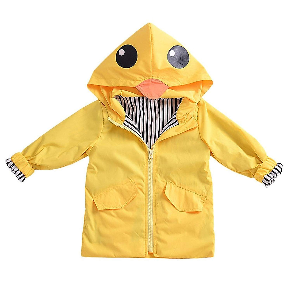 CM C&M WODRO Toddler Baby Boy Girl Duck Rain Jacket Cute Cartoon Yellow Raincoat Hoodie Kids Coat Fall Winter School Outfit (Yellow, 90 (2T))