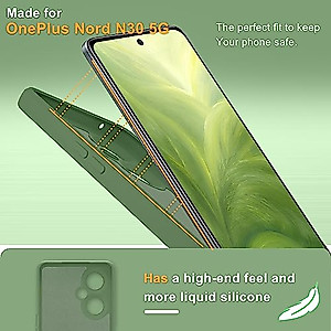 YENAPOON for OnePlus Nord N30 5G Case and 1 Pack Tempered Glass Screen Protector, Slim Liquid Silicone Shockproof Protective Case - Mint Green