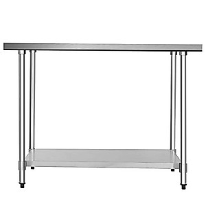 Giantex 30"x 48" Stainless Steel Work Table with Shelf Commercial Kitchen Food Prep Table Adjustable Height and Feet