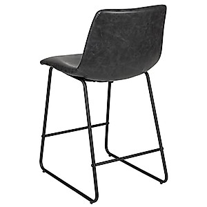 Flash Furniture Reagan 24 inch LeatherSoft Counter Height Barstools in Gray, Set of 2