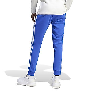 adidas Men's Essentials Fleece Tapered Cuffed 3-Stripes Pants, Semi Lucid Blue, Small