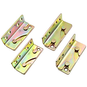 LBY Bed Rail Brackets, Heavy Duty Non-Mortise Bracket Fastener, Bed Buckle Lock, Bed Rail Fittings, Invisible Bed Connector, (a Set of 4 Pay),with Screws