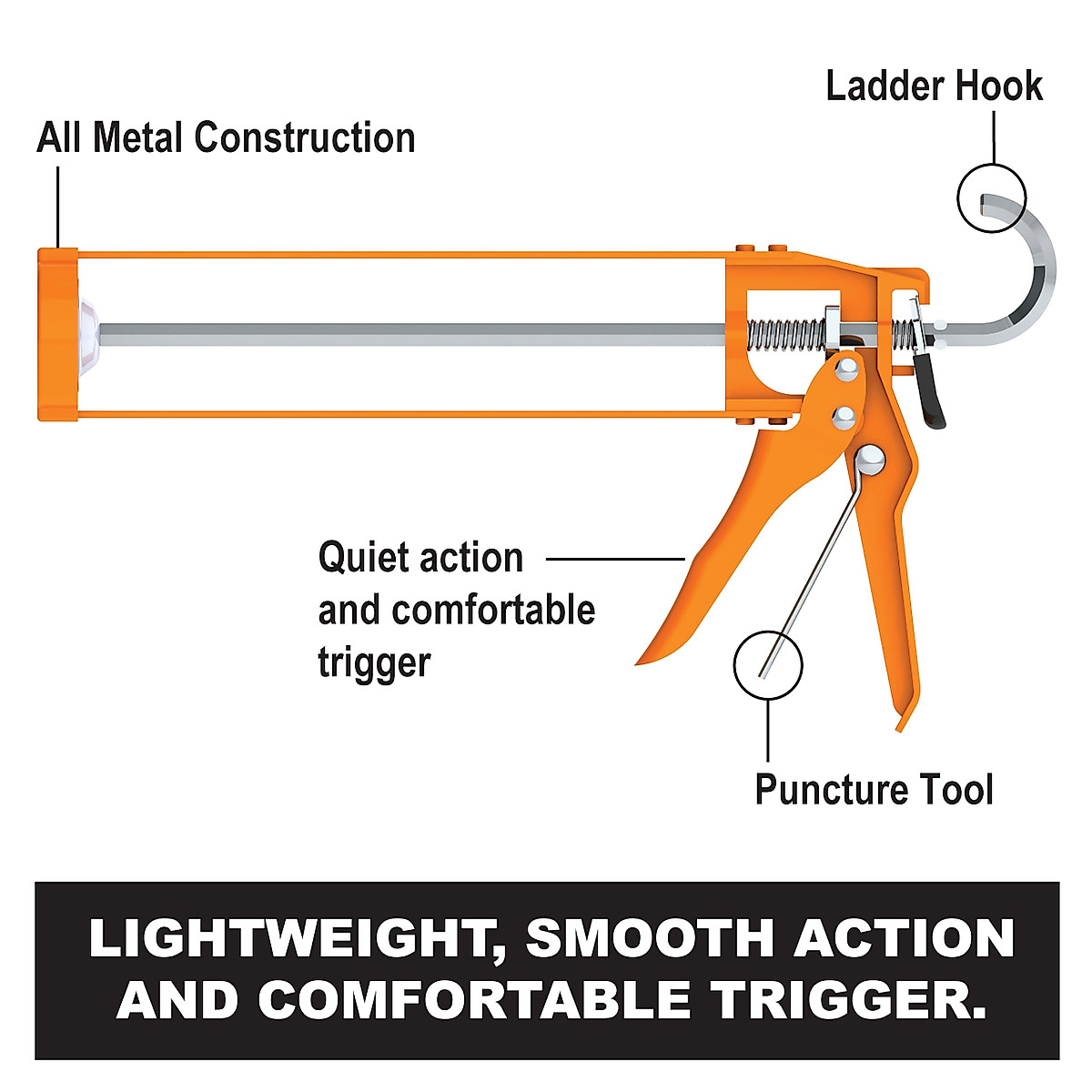 Albion Engineering Company B1 B-Line Manual Skeleton Cartridge Caulking Gun, No Drip, 1/10 Gallon (10oz), 7:1 Drive