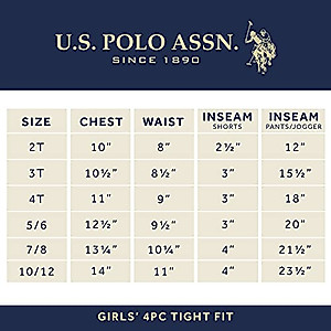 U.S. Polo Assn. Baby Girls' Pajama Set - 4-Piece Short Sleeve T-Shirt, Sleep Shorts, and Joggers (Sizes 2T-4T), Size 3T, Grey/Pink Stars