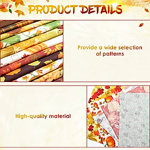 30Pcs Thanksgiving Fabric Assorted Fabric Fall Fabric Bundles Pumpkin Turkey Maple Fabric Plaid Quilting Fabric 10 x 10 Inch Thanksgiving Fabric Square Sheet for DIY Craft Quilting Sewing