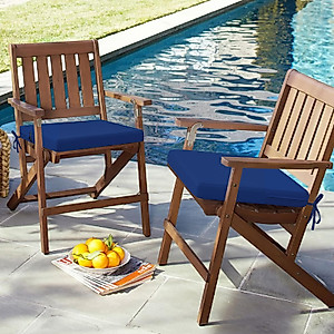 idee-home Outdoor Chair Cushions Set of 4, 17" x 16" Outdoor Cushion Seat Cushion Waterproof Patio Furniture Cushions with Ties, Dining Chair Cushions Chair Pads Dark Cerulean