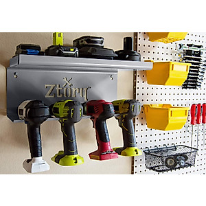Ztorq Cordless Drill Tool Organizer - Drill holder storage wall mount shelf rack and charging station to optimize garage organization and power tool storage