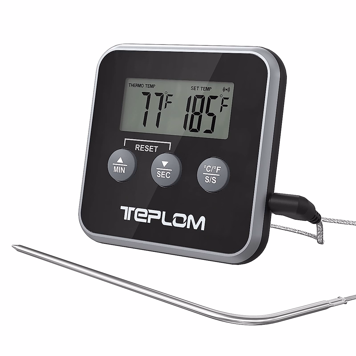 Meat Thermometer Digital Instant Read Kitchen Cooking Food Candy Thermometer Timer with Stainless Steel Probe Magnet for Oil Deep Fry BBQ Grill Smoker Baking Liquids Beef Oven Thermometer