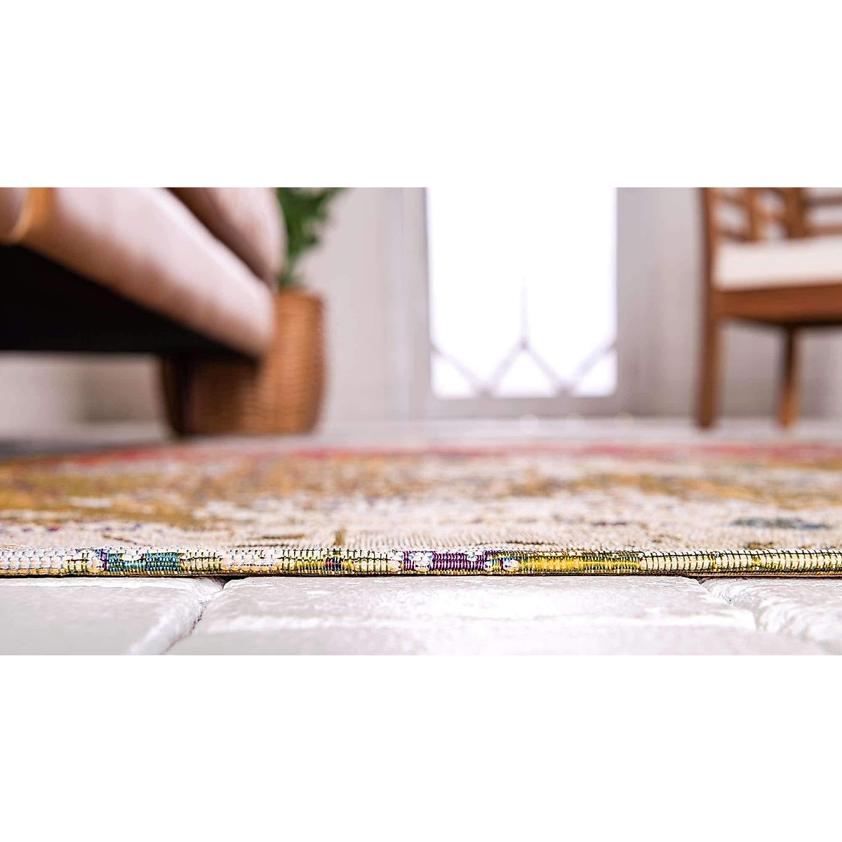 Unique Loom Outdoor Modern Collection Area Rug - Crumpled (7' 1" x 10' Rectangle, Multi/ Gold)