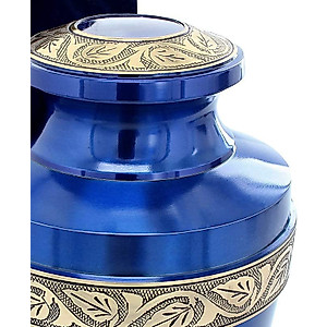 Trupoint Memorials Cremation Urns for Human Ashes - Decorative Urns, Urns for Human Ashes Female & Male, Urns for Ashes Adult Female, Funeral Urns - Blue, Large