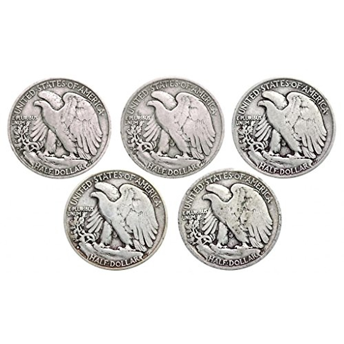 Walking Liberty Set of 5 Half Dollars Very Good