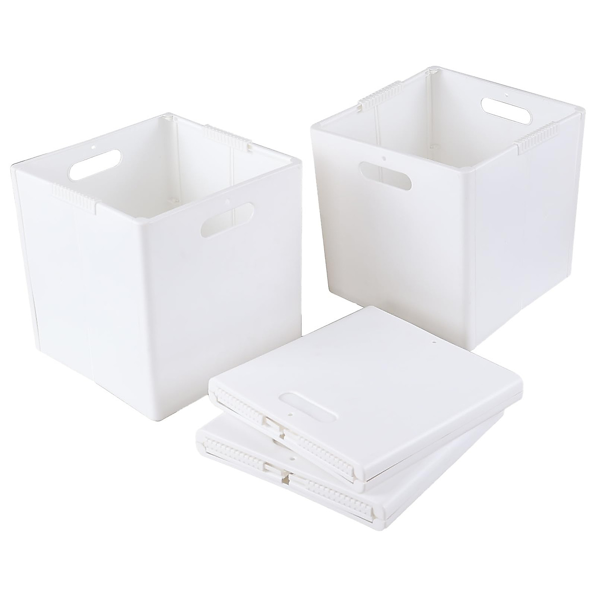 Innouse 4-Pack Collapsible Plastic Storage Cube Bins, Foldable Cube Storage Bin, White