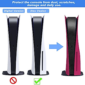 for PS5 Plate with Black Middle Skin, Cover Shell Faceplate for PS5 Disc Edition, Hard Shockproof Dustproof Matte Cover Replacement Side Plate Shell for Playstation 5 Console(Cosmic Red)