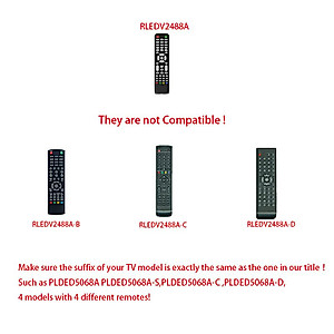 Remote Control for Proscan PLDED3273A-EC PLED1960A-H PLED2329A-C PLDED3273A-F PLDED3280A-B PLDED4331A-B PLED2435A-J RTDVD3215-D RTU6549-B RT1970 Smart LCD LED TV