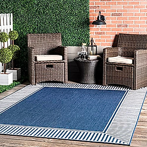 nuLOOM Asha Simple Border Indoor/Outdoor Area Rug, 5' x 8', Navy