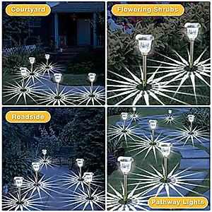 SyouHome Solar Pathway Lights Outdoor Waterproof, 4.5"x17.5" Solar Garden Light Supper Bright Up to 14 Hrs Glass Stainless Steel Metal Auto On/Off Solar Powered LED Landscape Lighting for Yard 4 Pack
