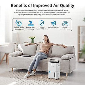 HOGARLABS 3500 Sq. Ft 50 Pint Energy Star Dehumidifier for Home Basements Bedroom Bathroom | Dehumidifiers with Drain Hose for Medium to Large Room | Intelligent Humidity Control | Quiet & Energy Efficient