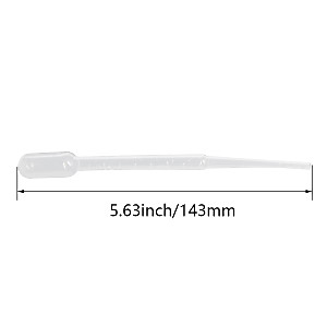 Bettomshin 300Pcs 2ml Plastic Disposable Pipettes 5.63" Length Clear Graduated Transfer Pipettes Liquid Dropper for Ear Eye Essential Oils Alcohol Paint Makeup Lab