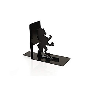 Harry Potter Metal Bookends - Black Hogwarts House Gryffindor Diecast Design - Decorative Book Holder - Home, Office, Kitchen, Room Decor - Books Collection Display for Shelves - Desk Accessories Set