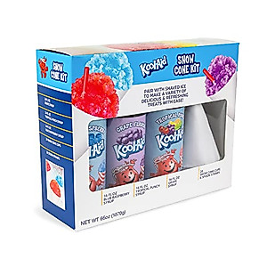 Kool-Aid Snow Cone Syrup Party Kit, Shaved Ice, Comes With Straws, Cups, Spoons, Flavors Of Tropical Punch, Grape, Blue Raspberry, Fun For Kids, Celebrations, Gifting, Multicolor