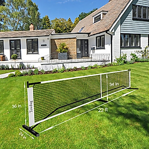 Portable Pickleball Net, 22ft Regulation Size, Sturdy Metal Frame, Tear-Resistant Net, Ideal for Backyards, Driveways, and Garages